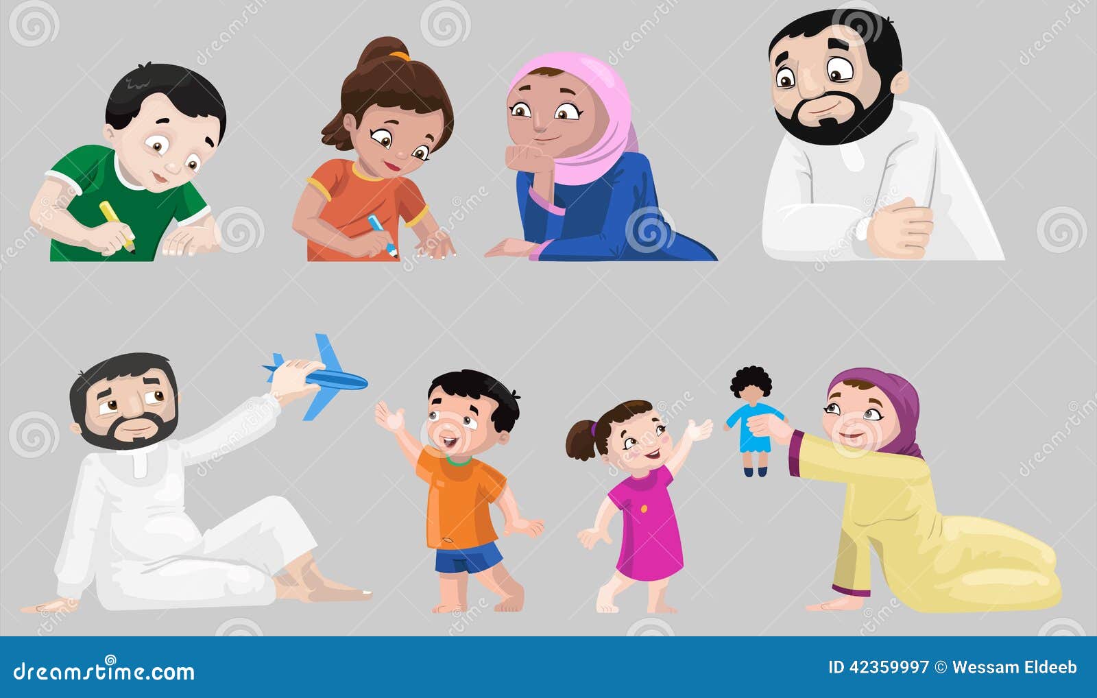 Icons of Arabian Characters Stock Vector - Illustration of eastern ...