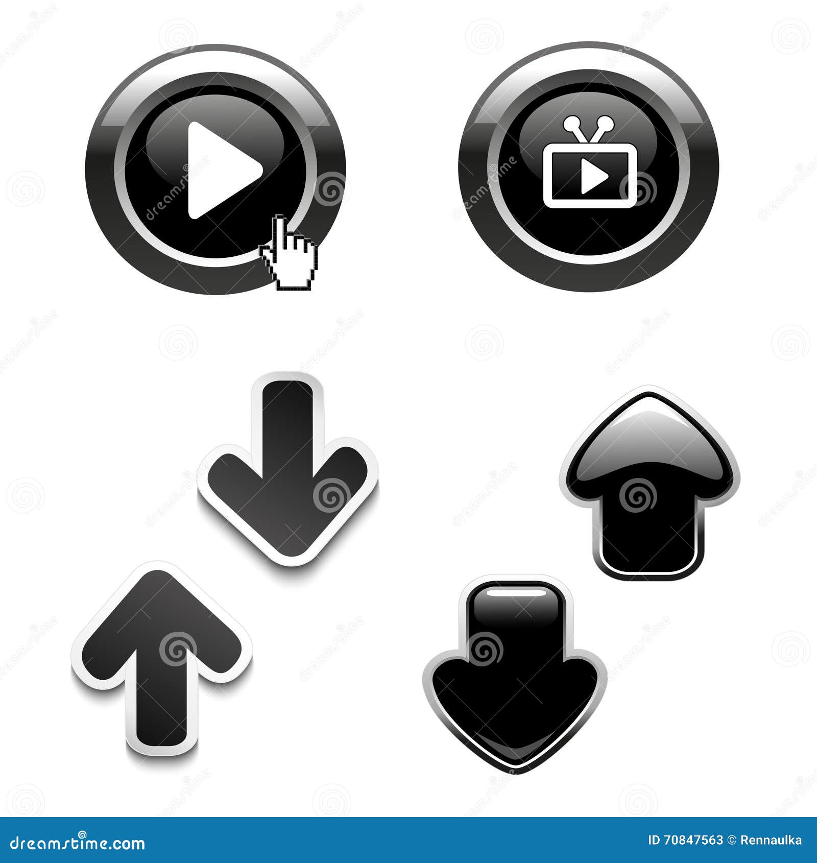 Icons of Arrows, Video Play Button Stock Illustration - Illustration of ...