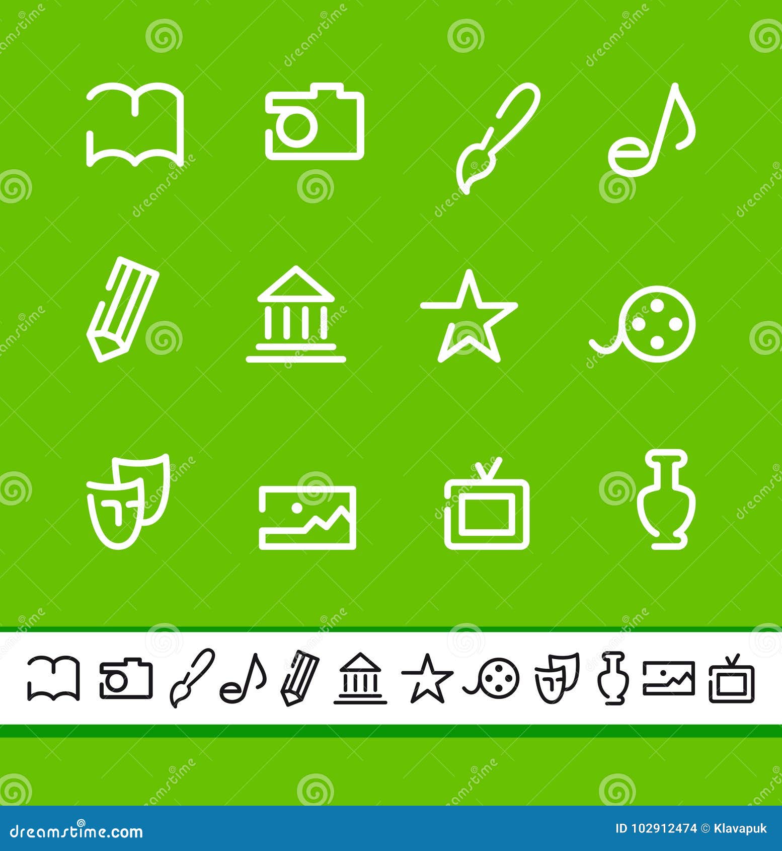 Icons of arts stock vector. Illustration of film, musical - 102912474