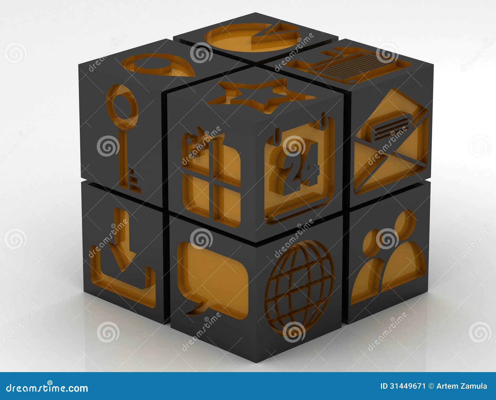 Icons Assembling from Blocks Stock Illustration - Illustration of ...