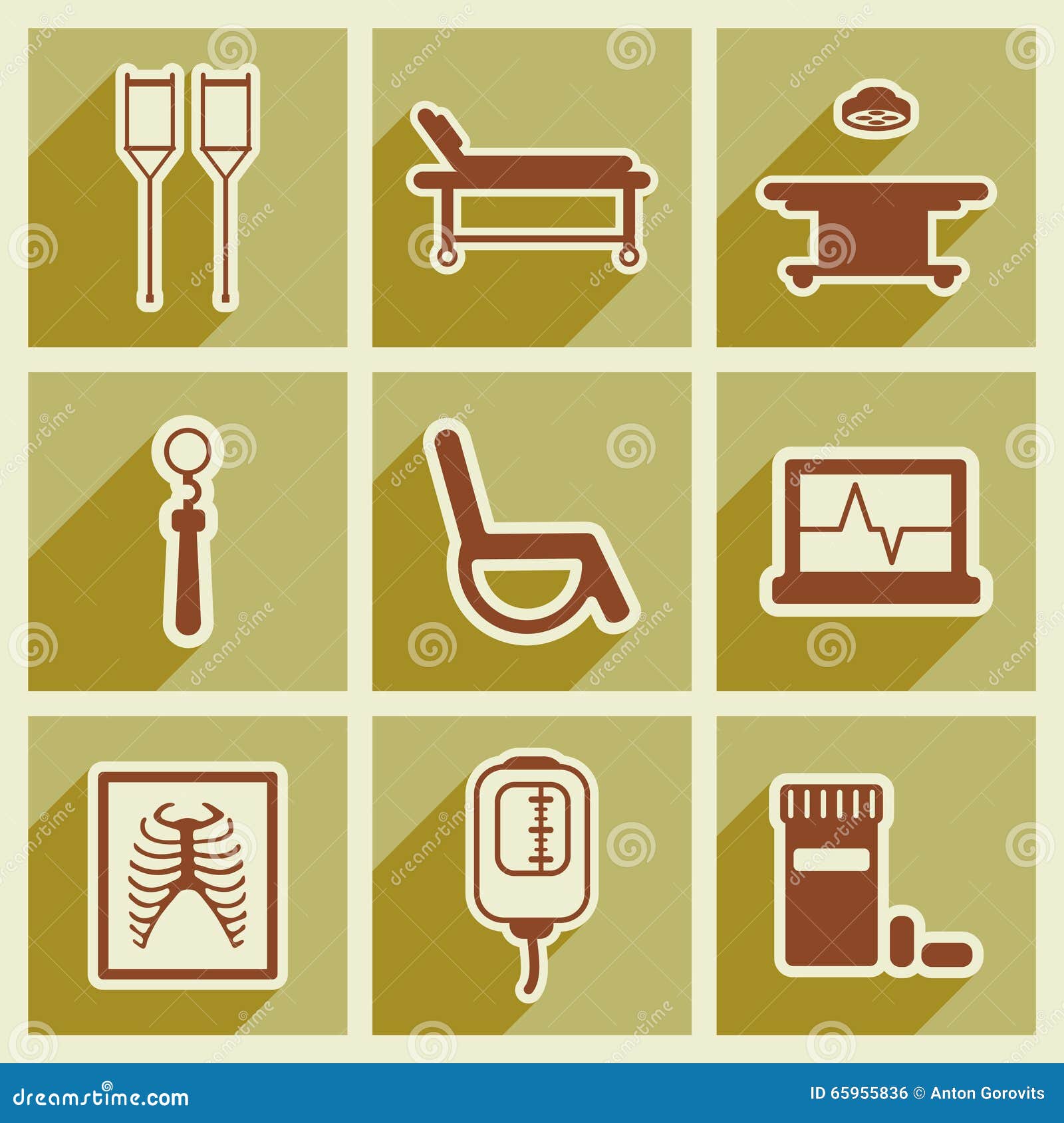 Icons of Assembly Medical Themed Icons in Flat Style Stock Vector ...