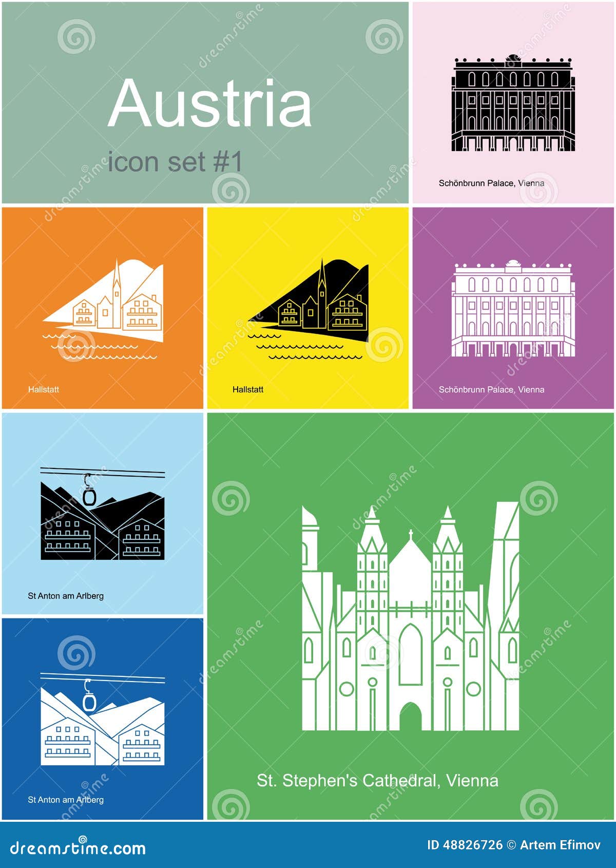 Icons Of Austria Cartoon Vector | CartoonDealer.com #48826725