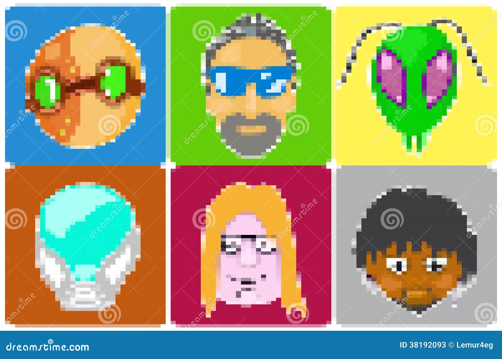 Icons Of Avatars Pixel Art Cartoon Vector | CartoonDealer.com #38192093