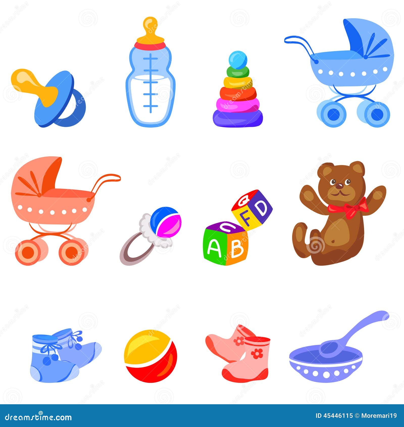 Icons with baby elements stock vector. Illustration of nipple - 45446115