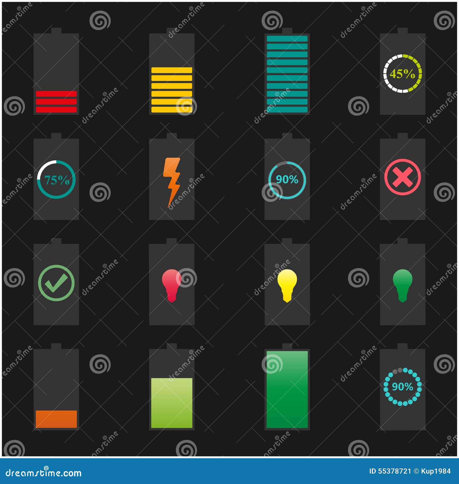 Icons Batteries, Vector Illustration. Stock Vector - Illustration of ...