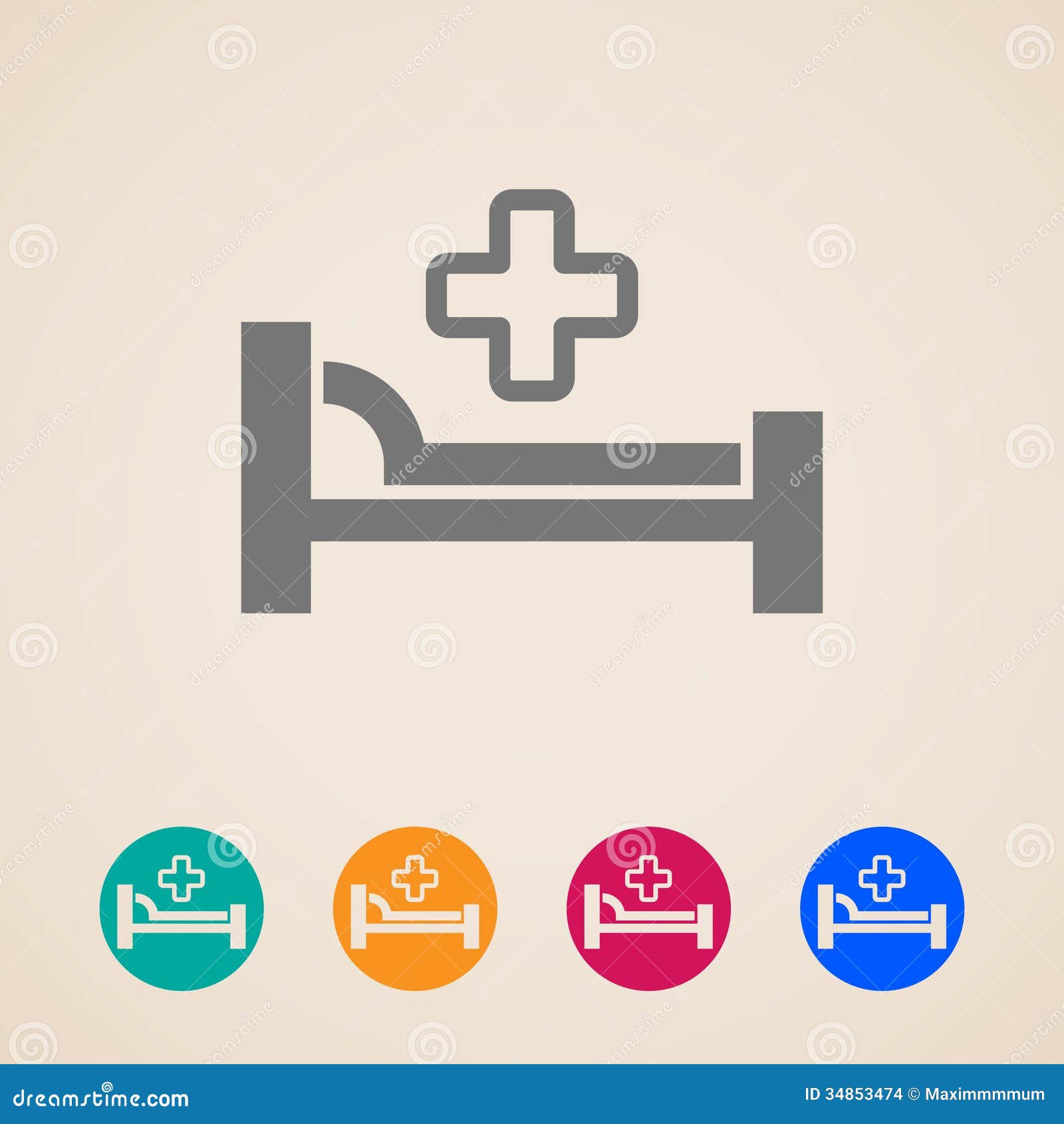 Icons with bed and cross stock vector. Illustration of sick - 34853474