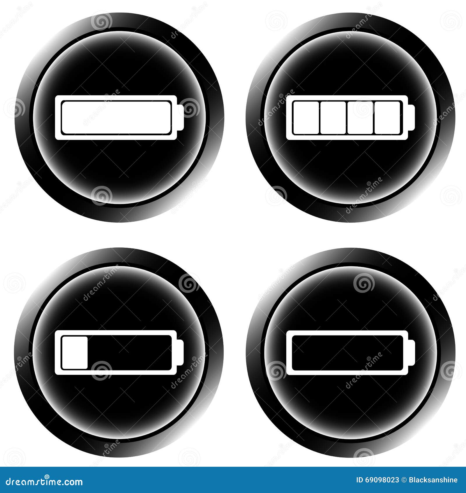 Icons black with batteries stock vector. Illustration of circle - 69098023