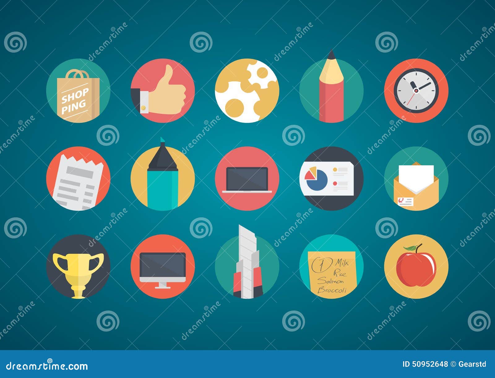 Icons on a blue background stock illustration. Illustration of modern ...
