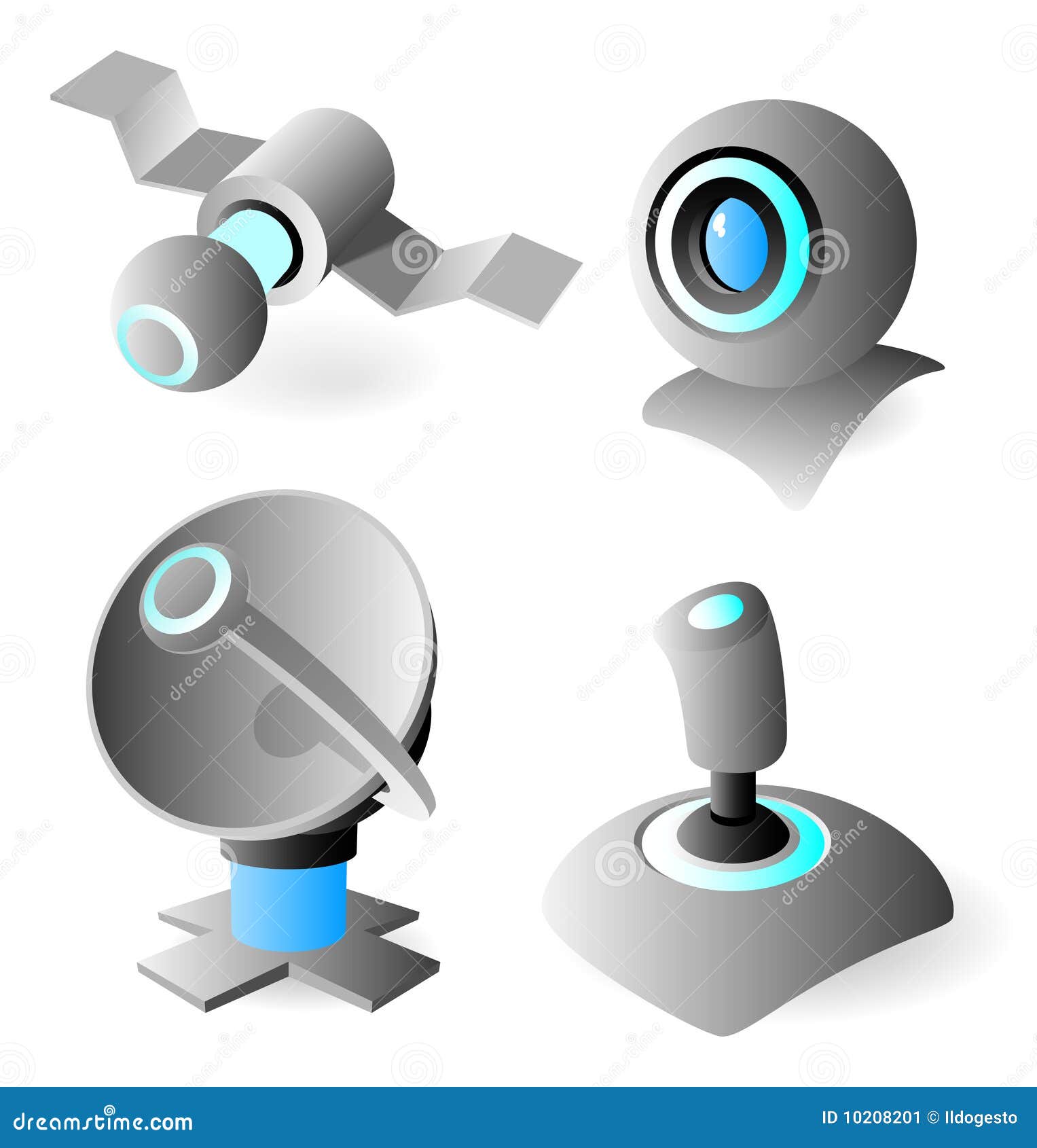 Icons with blue glow stock vector. Illustration of tech - 10208201