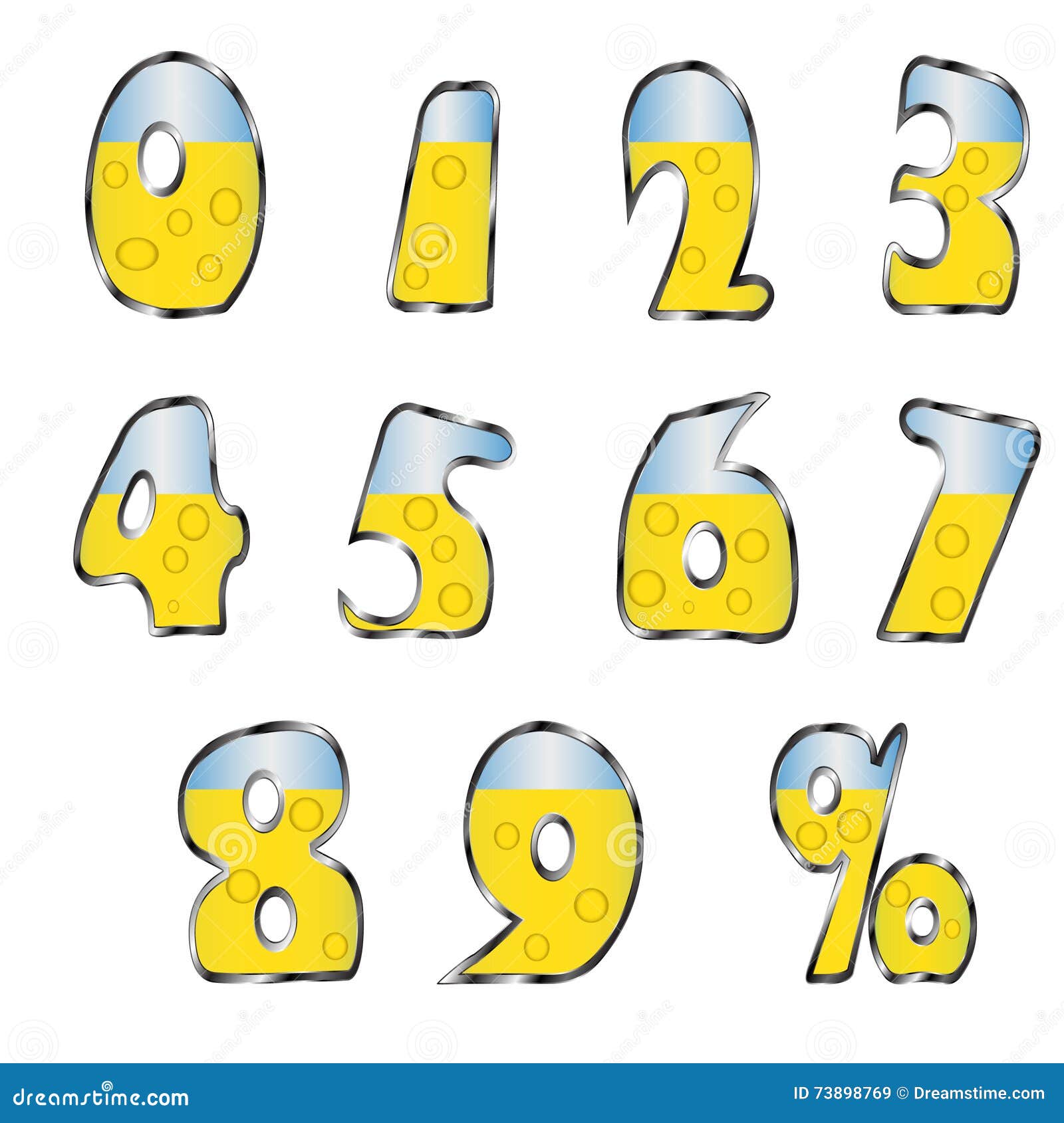 Icons Blue and Yellow Numbers Stock Illustration - Illustration of ...