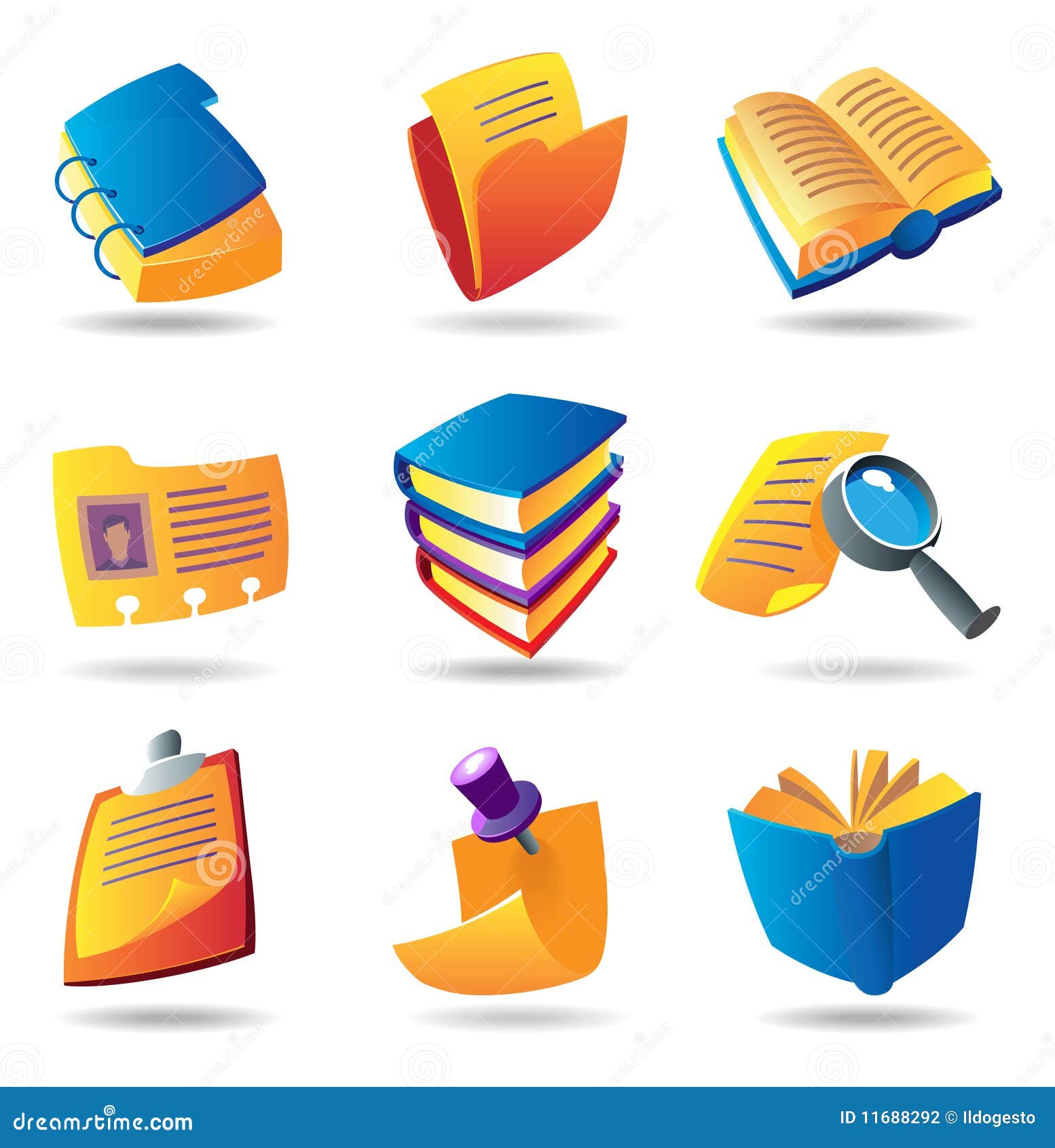 Icons for books and papers stock vector. Illustration of design - 11688292