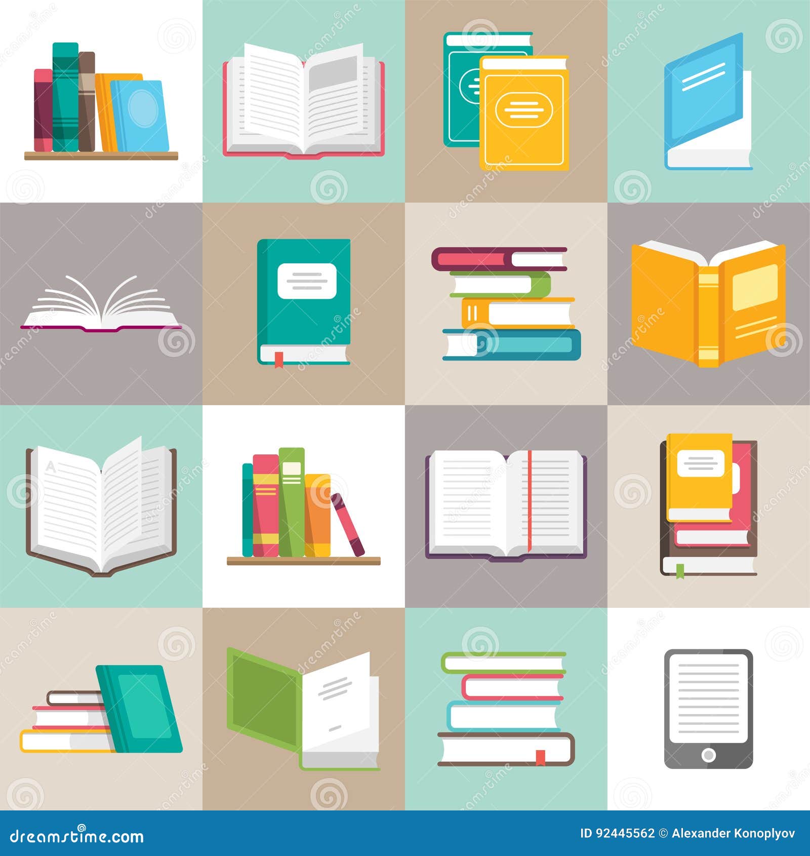 Icons of Books Vector Set in a Flat Style Stock Vector - Illustration ...
