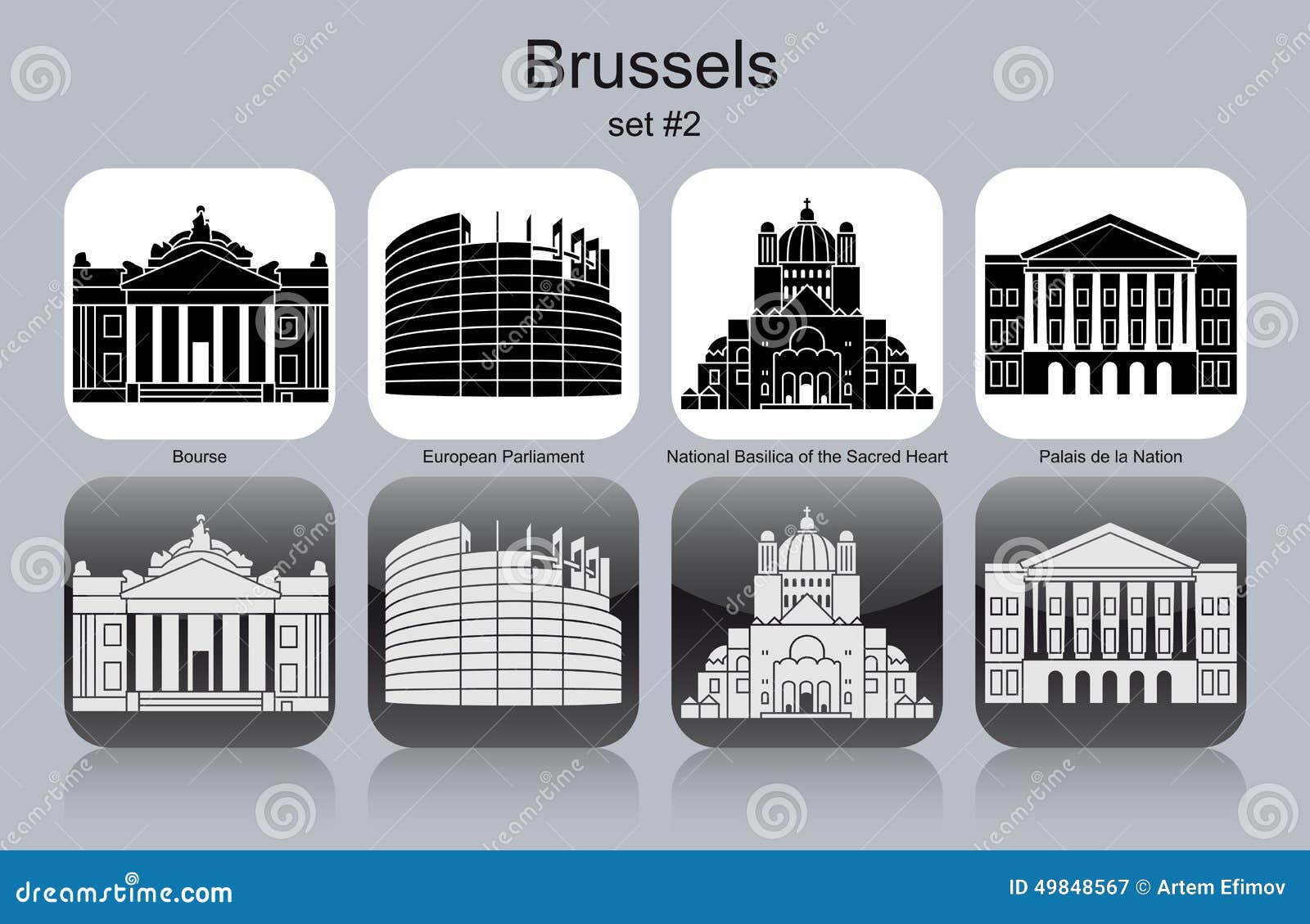 Icons of Brussels stock vector. Illustration of quarter - 49848567