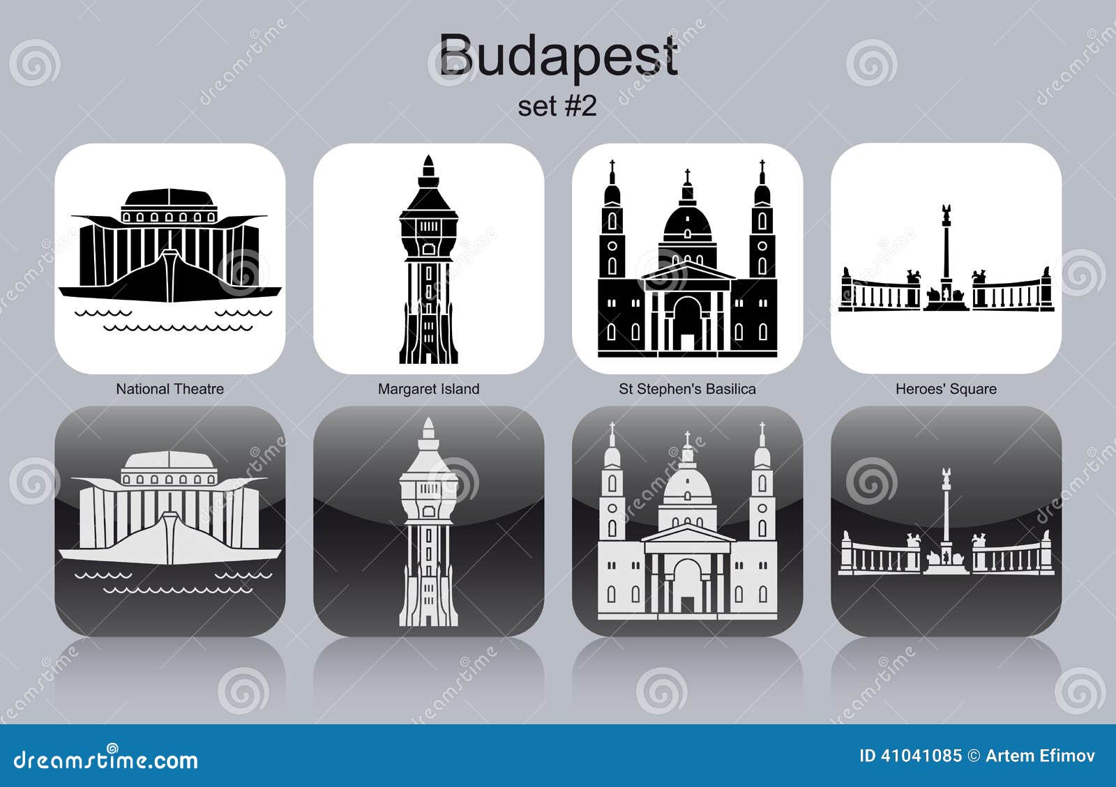 Icons of Budapest stock vector. Illustration of hero - 41041085