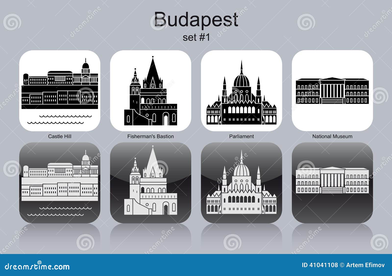 Icons of Budapest stock vector. Illustration of house - 41041108