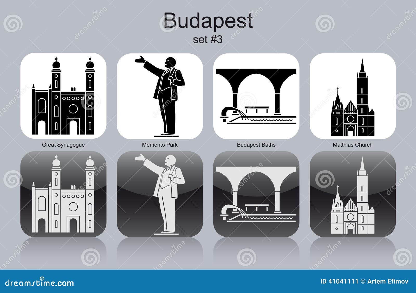 Icons of Budapest stock vector. Illustration of communist - 41041111