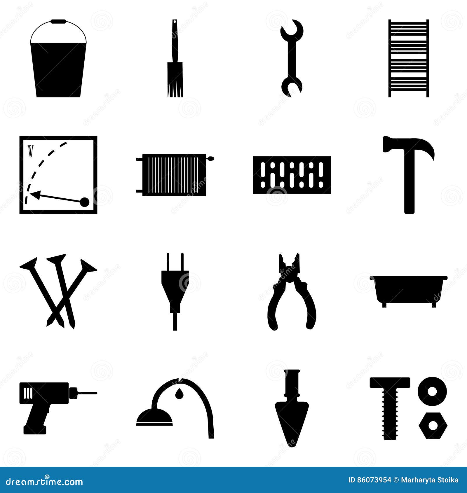 Icons of Building Tools. a Set of Vector Signs. Construction Collection ...