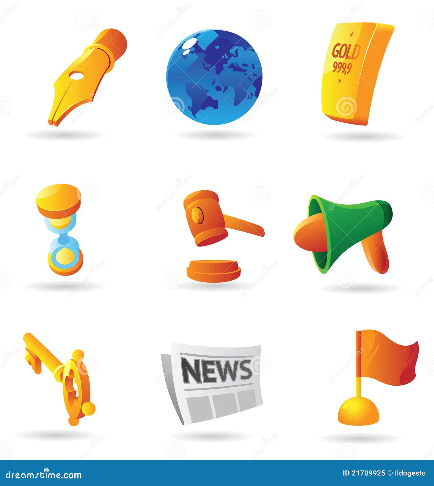 Icons for Business Metaphor Stock Vector - Illustration of gavel ...