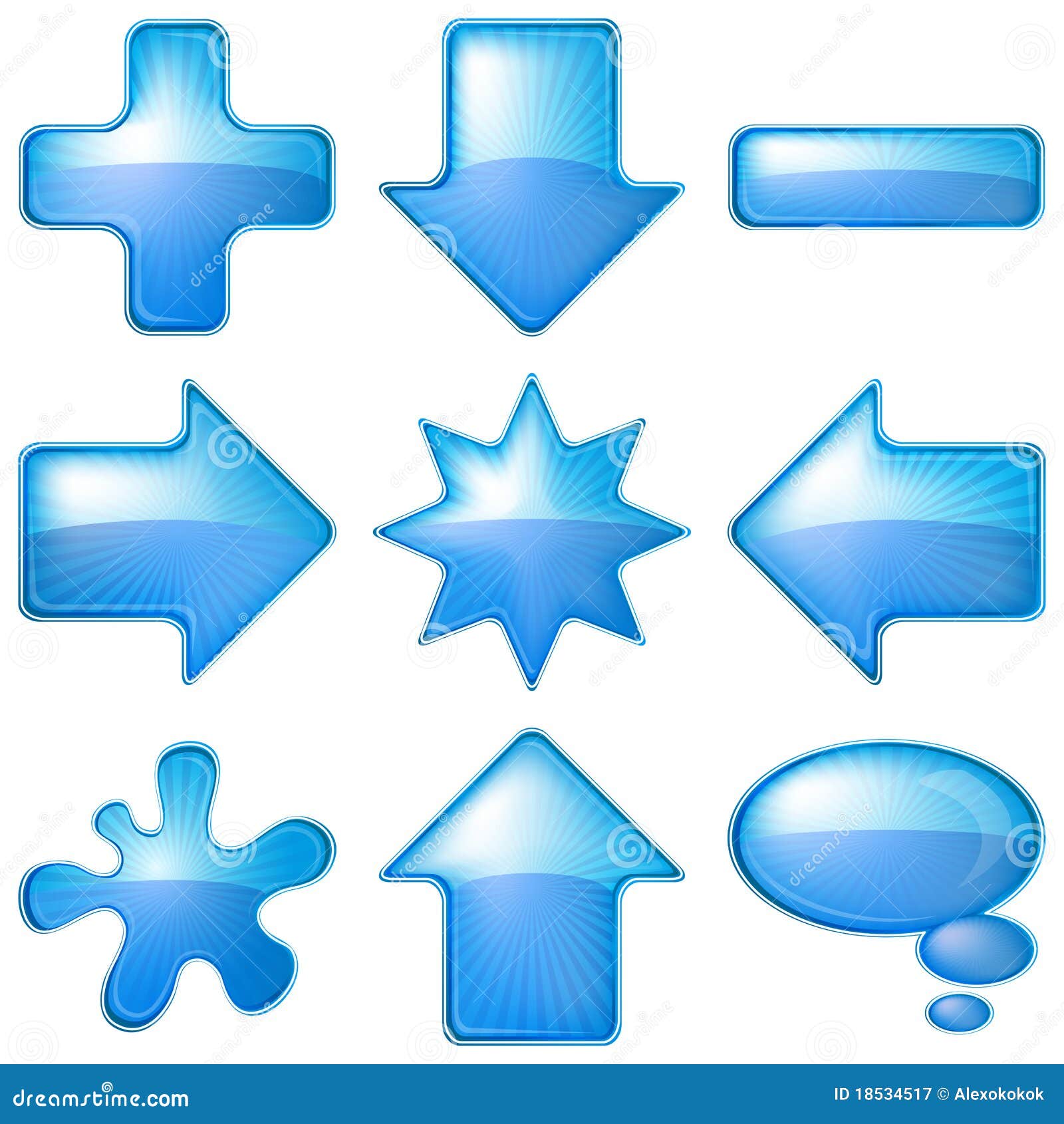 Icons buttons blue, set stock vector. Illustration of bubble - 18534517