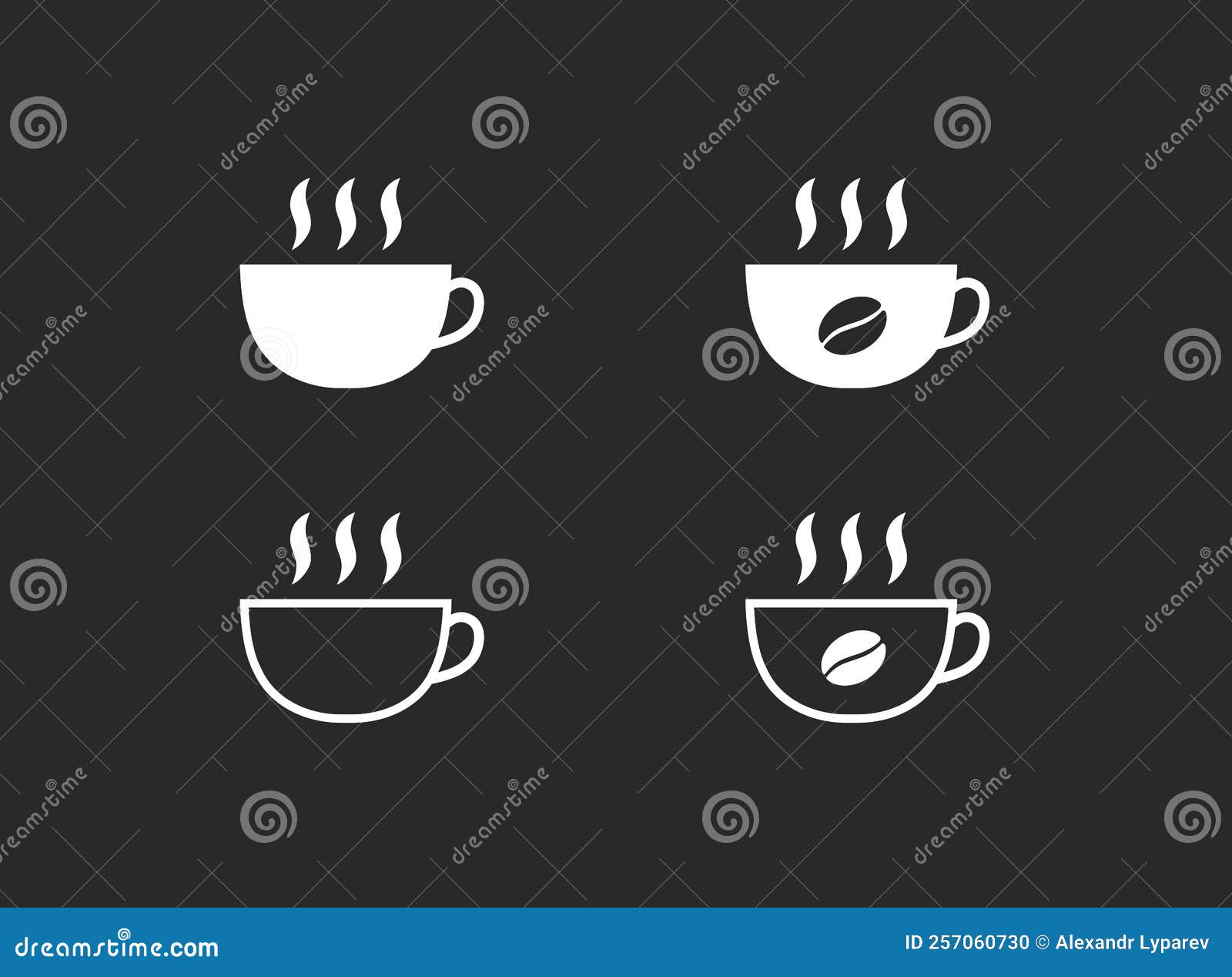 Set of Coffee Cup Icons. Coffee Grain Icons with Tea Cups Icons. Vector ...