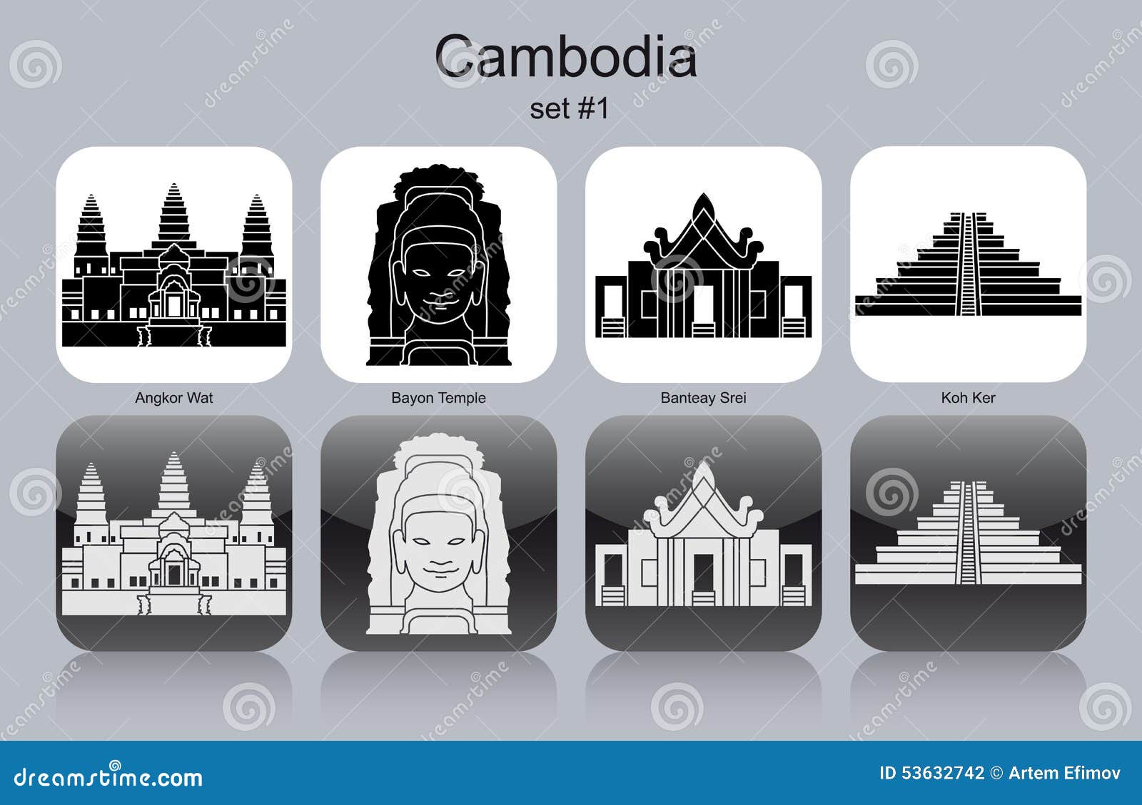 Icons Of Cambodia Vector Illustration | CartoonDealer.com #53632748
