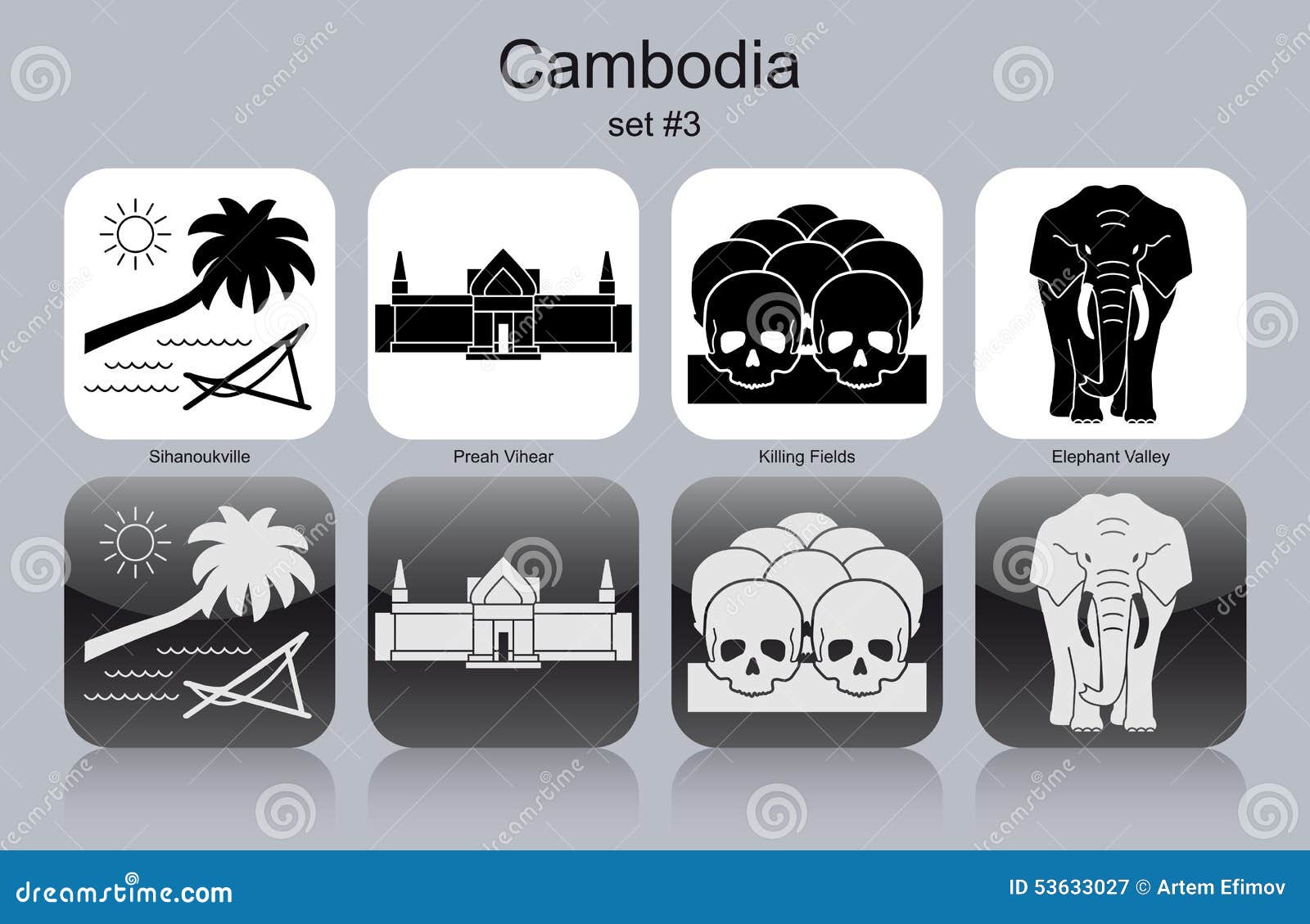 Icons of Cambodia stock vector. Illustration of ocean - 53633027
