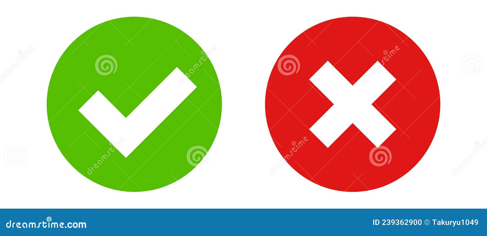 Round Checkmark and Crossmark Icon. Vector. Stock Vector - Illustration ...