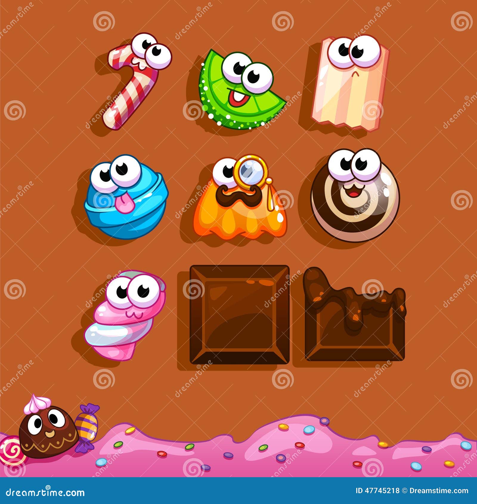 Candy Game Icons Big Set, Cartoon Vector Sweets | CartoonDealer.com ...