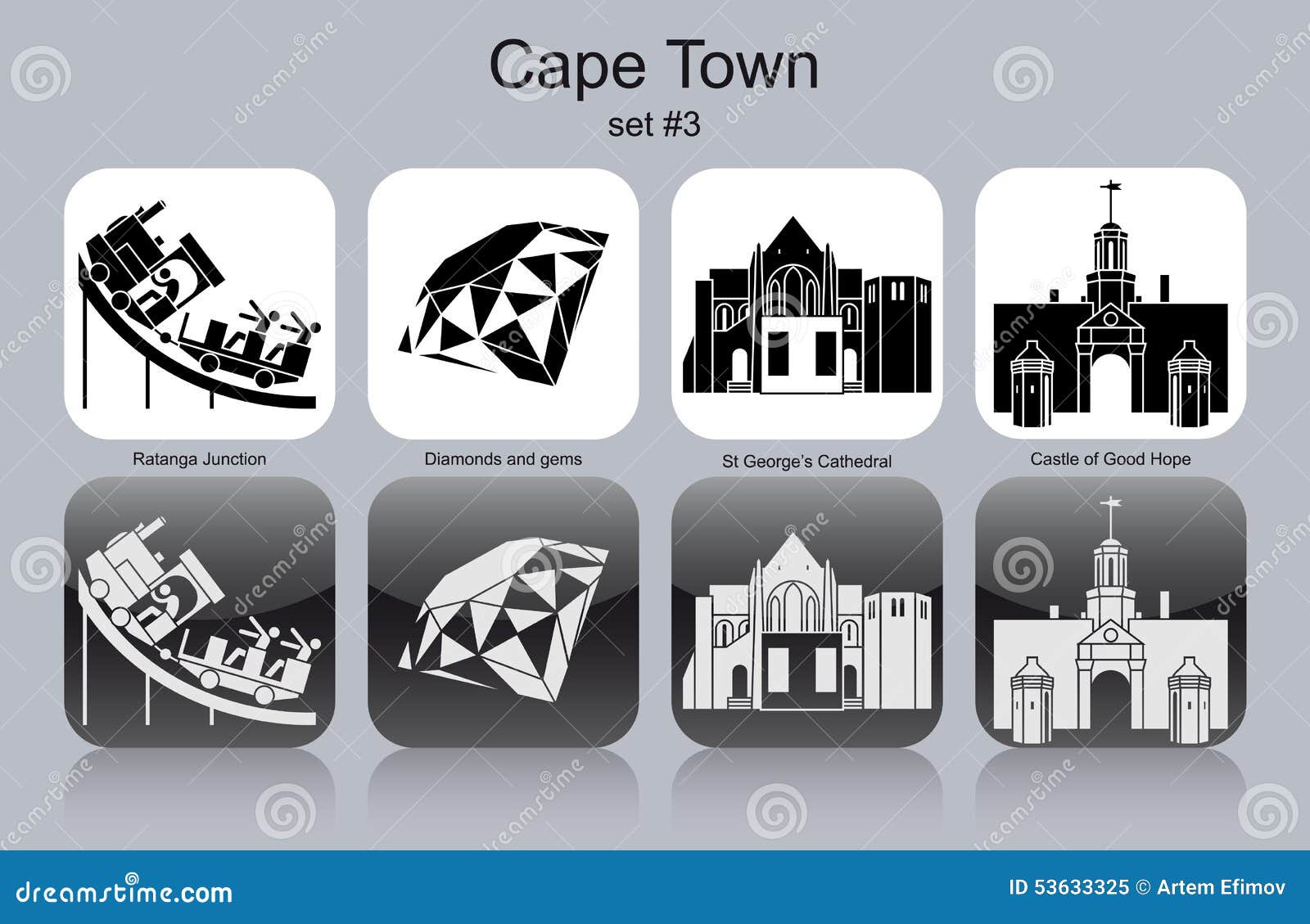 Icons Of Cape Town Cartoon Vector | CartoonDealer.com #53633321