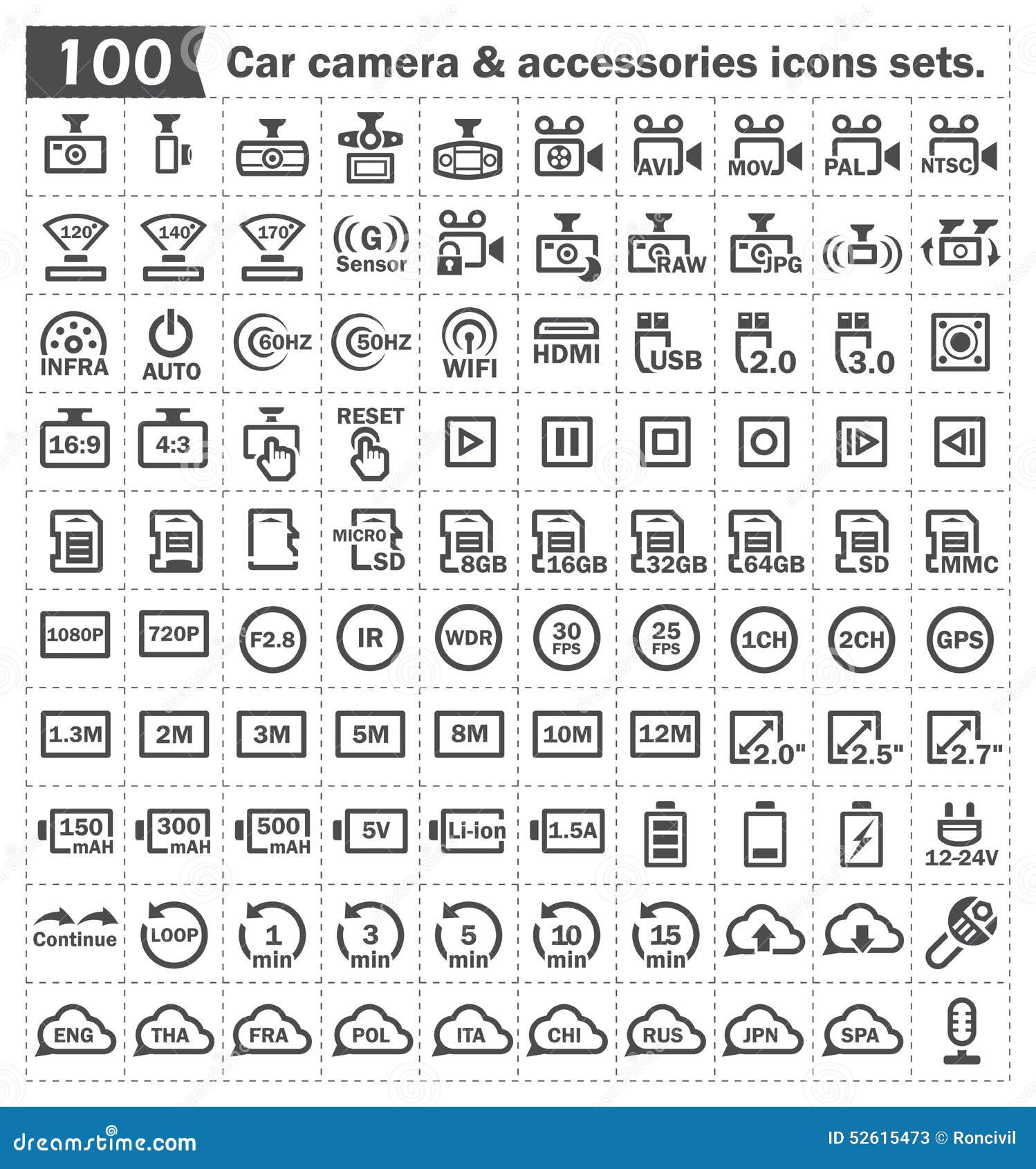 Icons stock vector. Illustration of full, media, player - 52615473