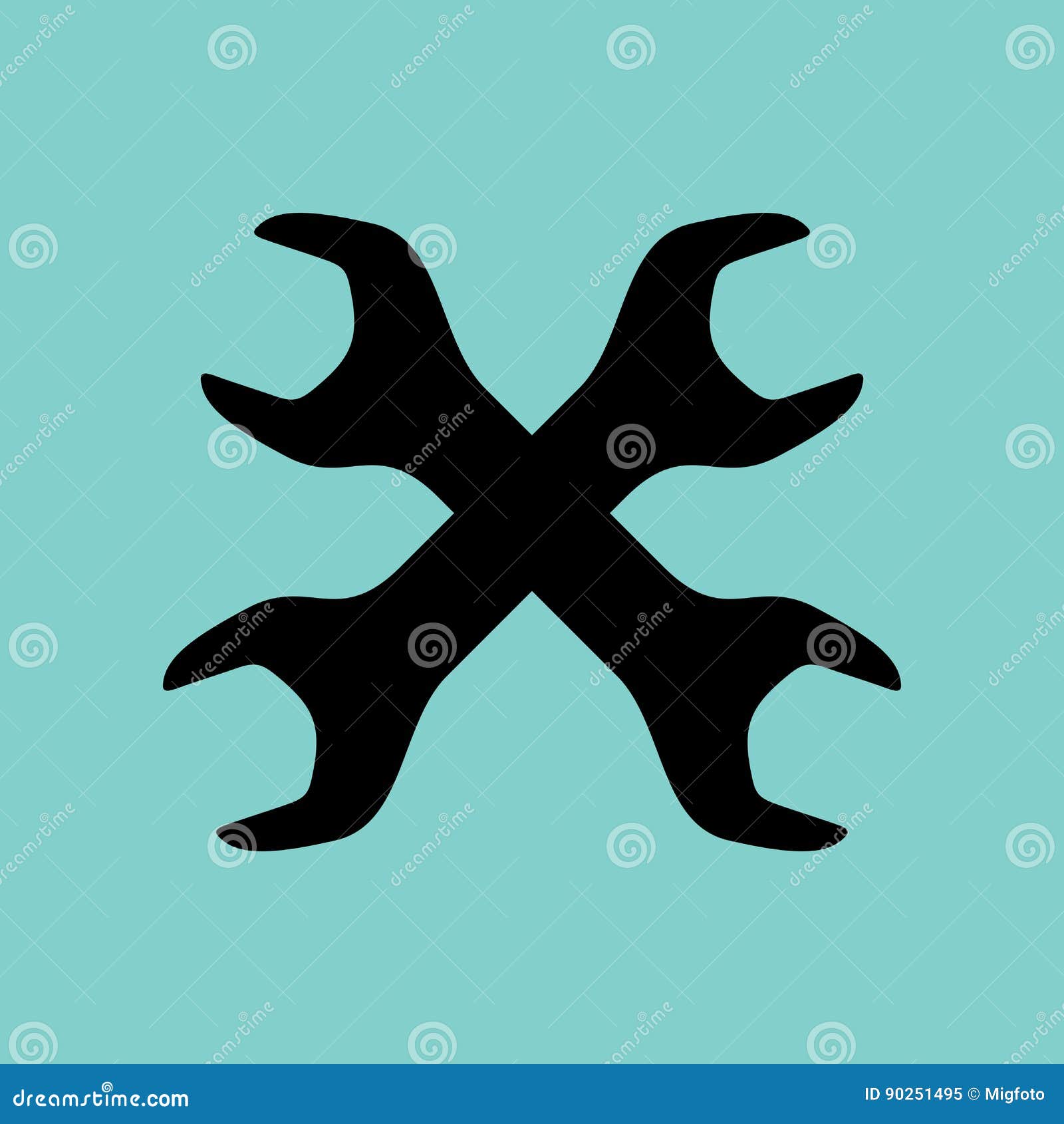 Two Spanners Crossed, Manufacturing Theme, Vector Symbol ...