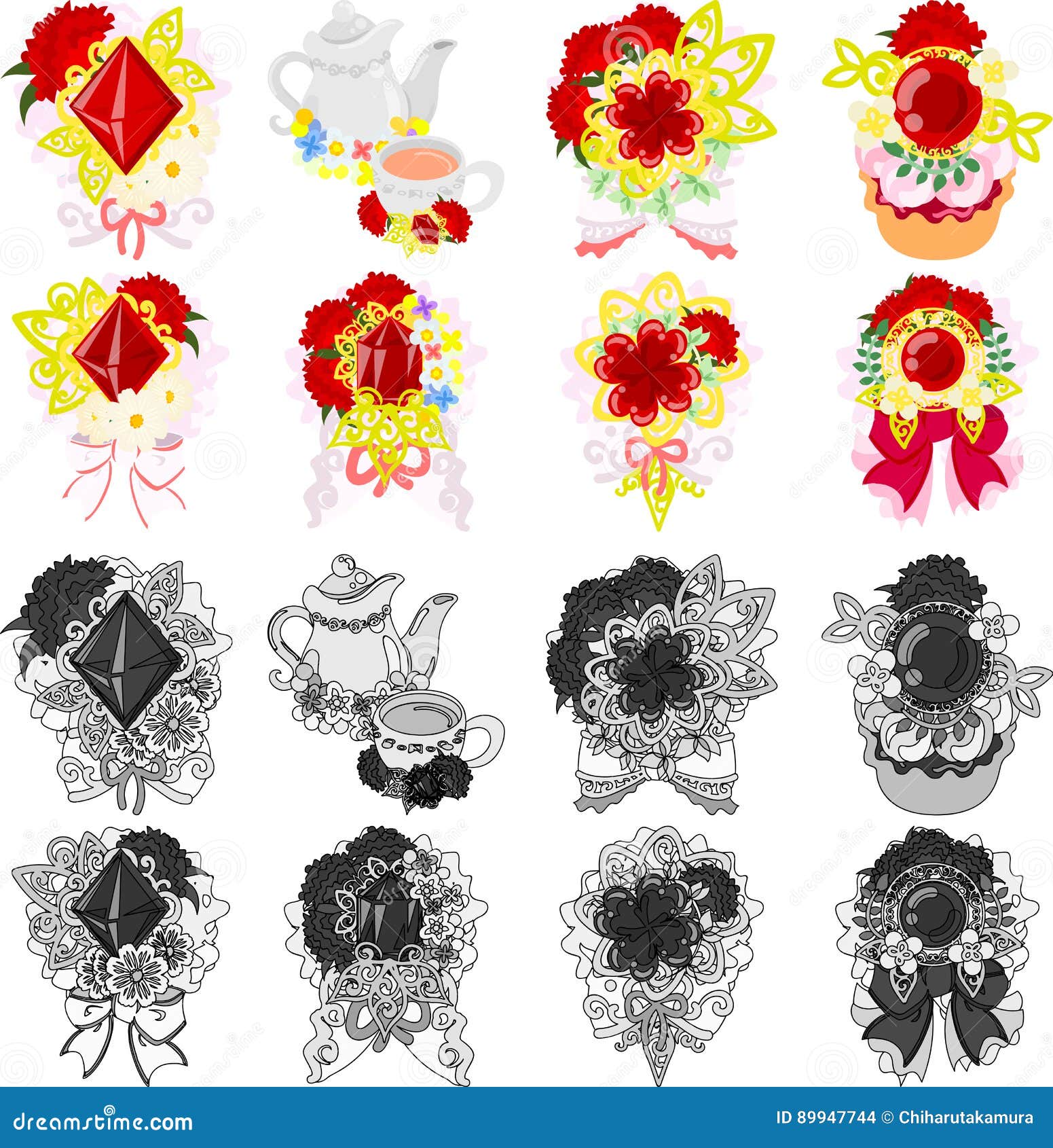 The icons of carnations stock vector. Illustration of clip - 89947744