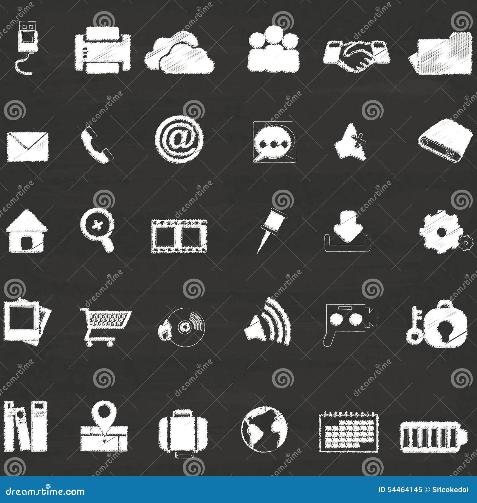 Icons on chalk stock vector. Illustration of connection - 54464145