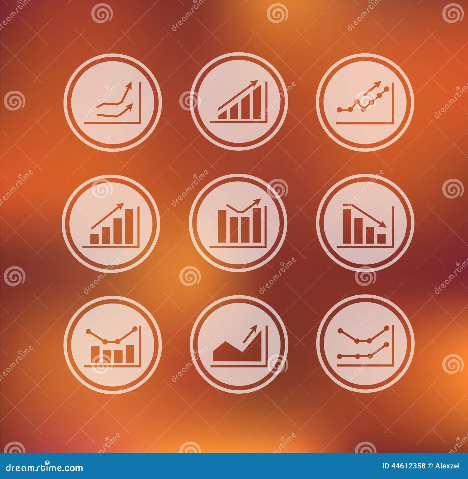 Icons with Charts and Graphs Stock Vector - Illustration of statistic ...