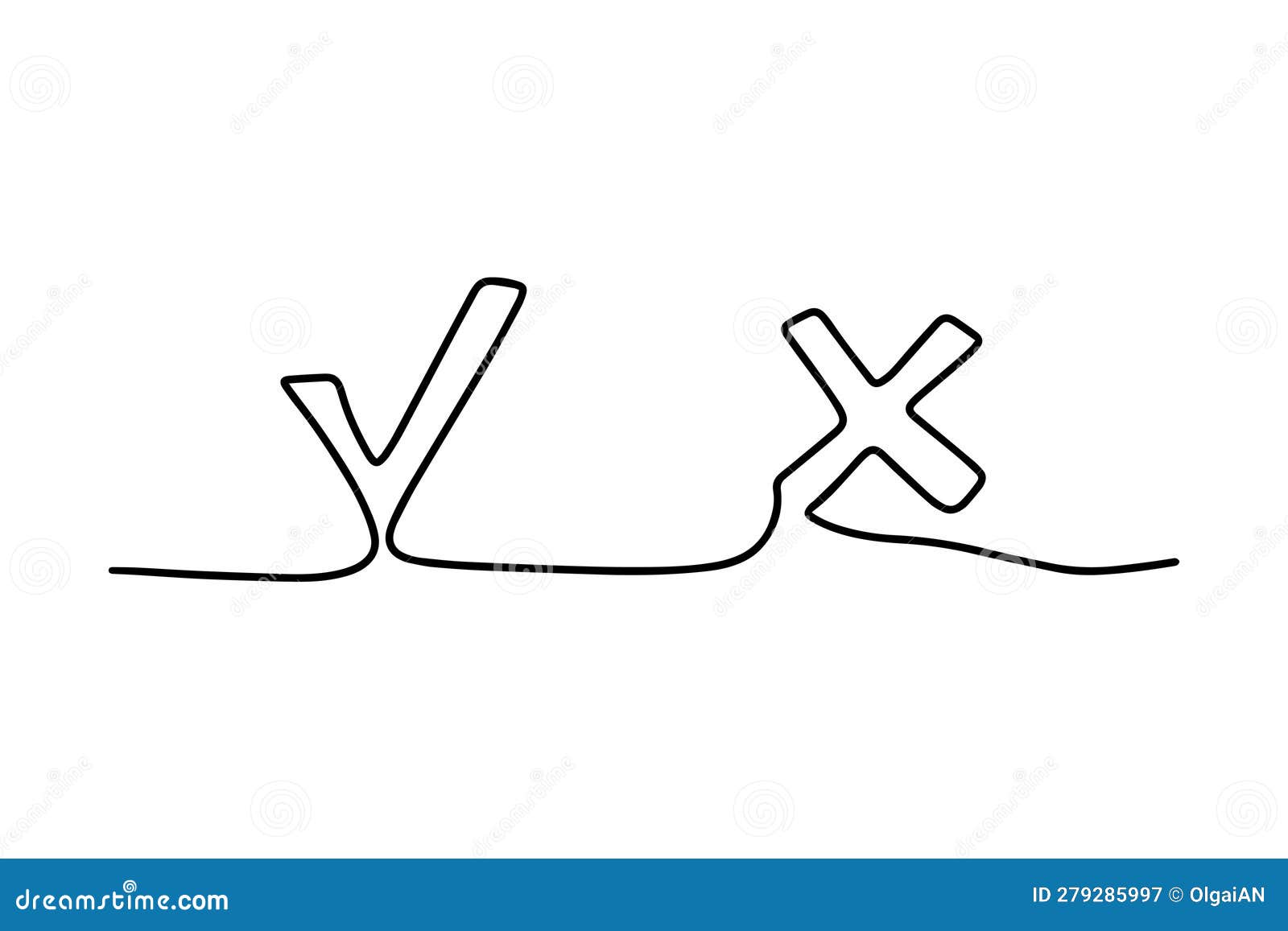 Icons with Checkmarks in the Form of Thin Lines. Linear Icons with a ...