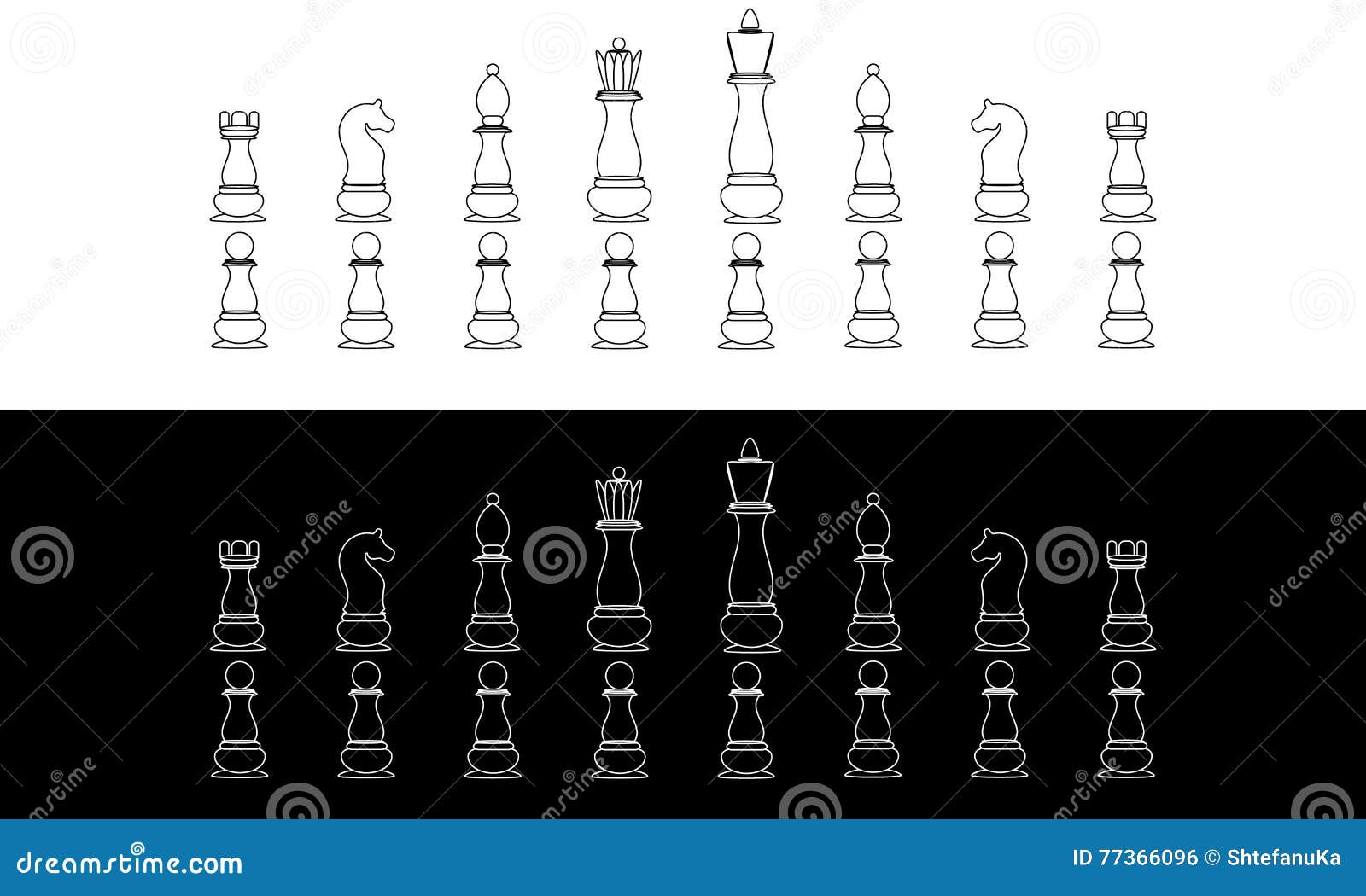 Icons Chess Pieces. Chess Set. Stock Vector - Illustration of black ...
