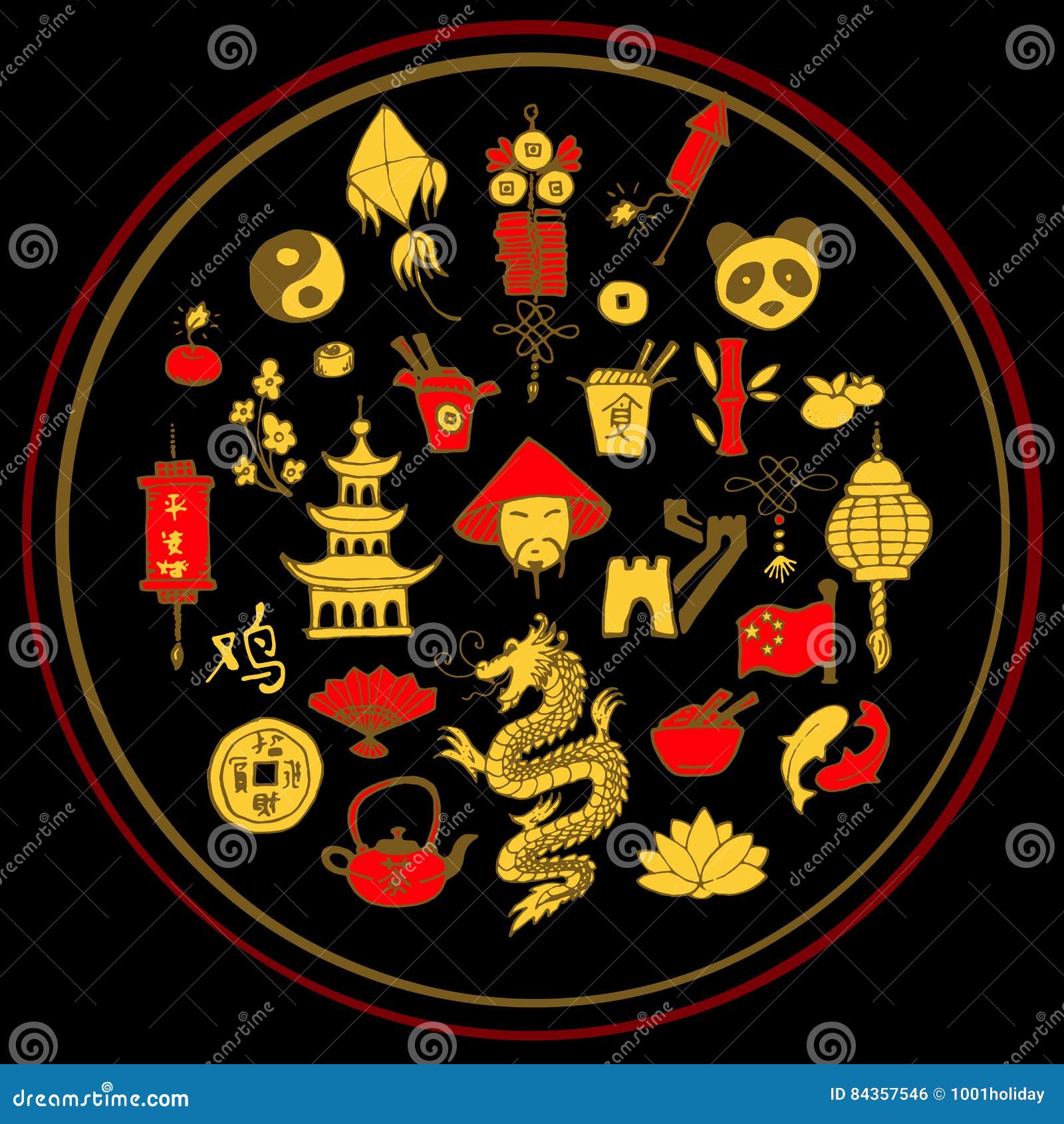 Icons of China Decorated in Circle Stock Vector - Illustration of asia ...