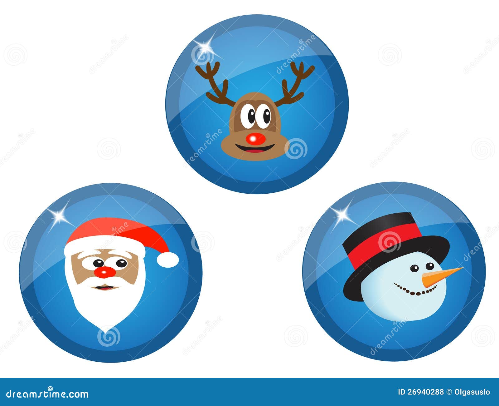 Icons with Christmas Characters Stock Illustration - Illustration of ...
