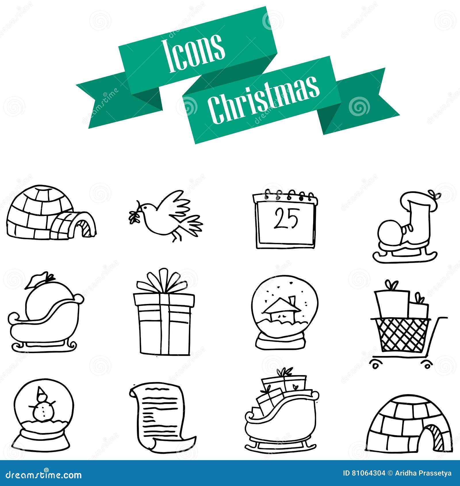 Icons of Christmas Theme Hand Draw Stock Vector - Illustration of ...
