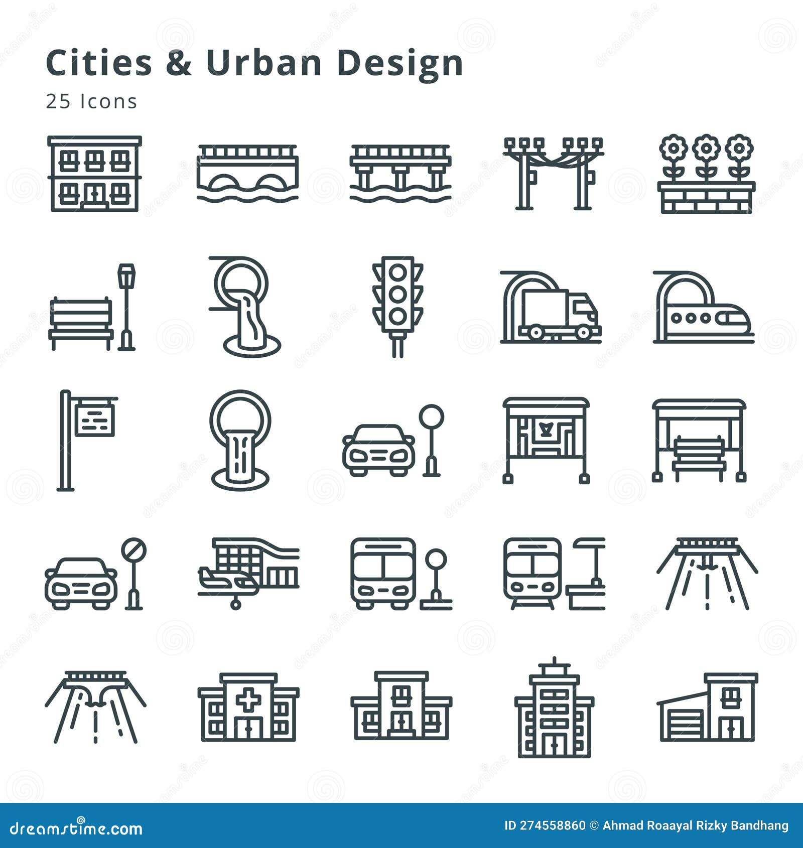 25 Icons Cities and Urban Design Stock Vector - Illustration of cartoon ...