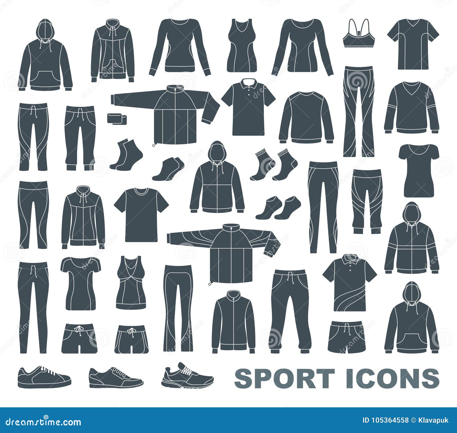 Icons of Clothes for Sports and Workouts Stock Vector - Illustration of ...