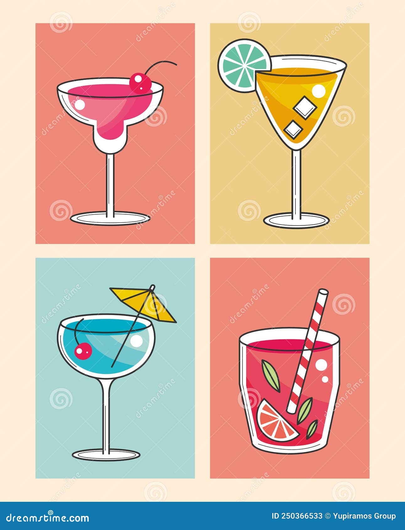 Icons Cocktails Cartoon Style,drinks Menu, Cafes, Restaurants, Vector ...