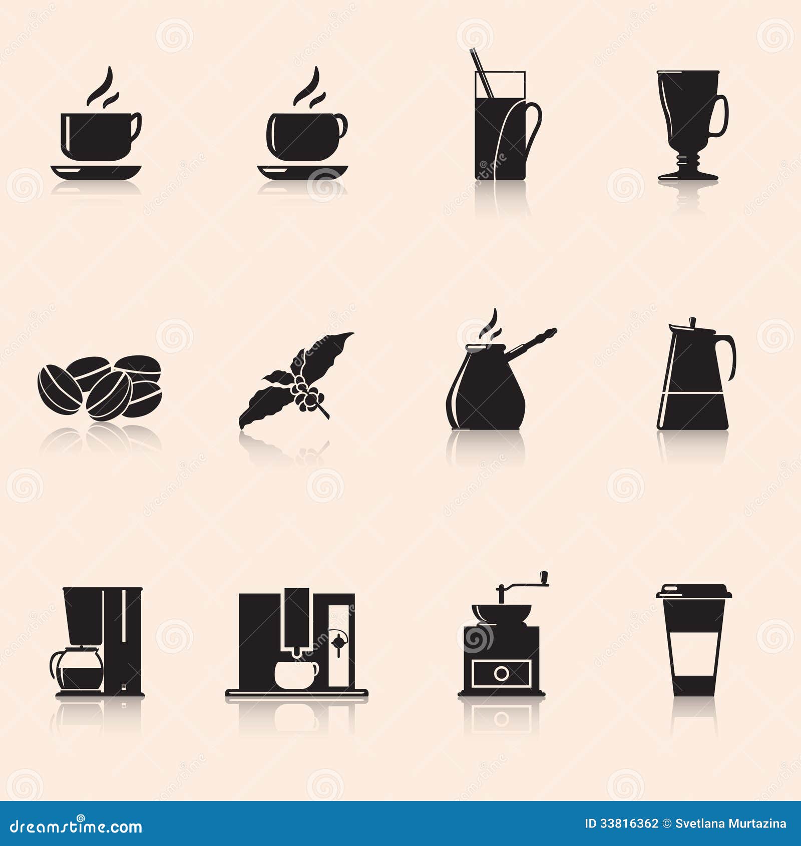 Icons Coffee Bean Cup Maker Syphon Collection Cartoon Vector | CartoonDealer.com #234713701