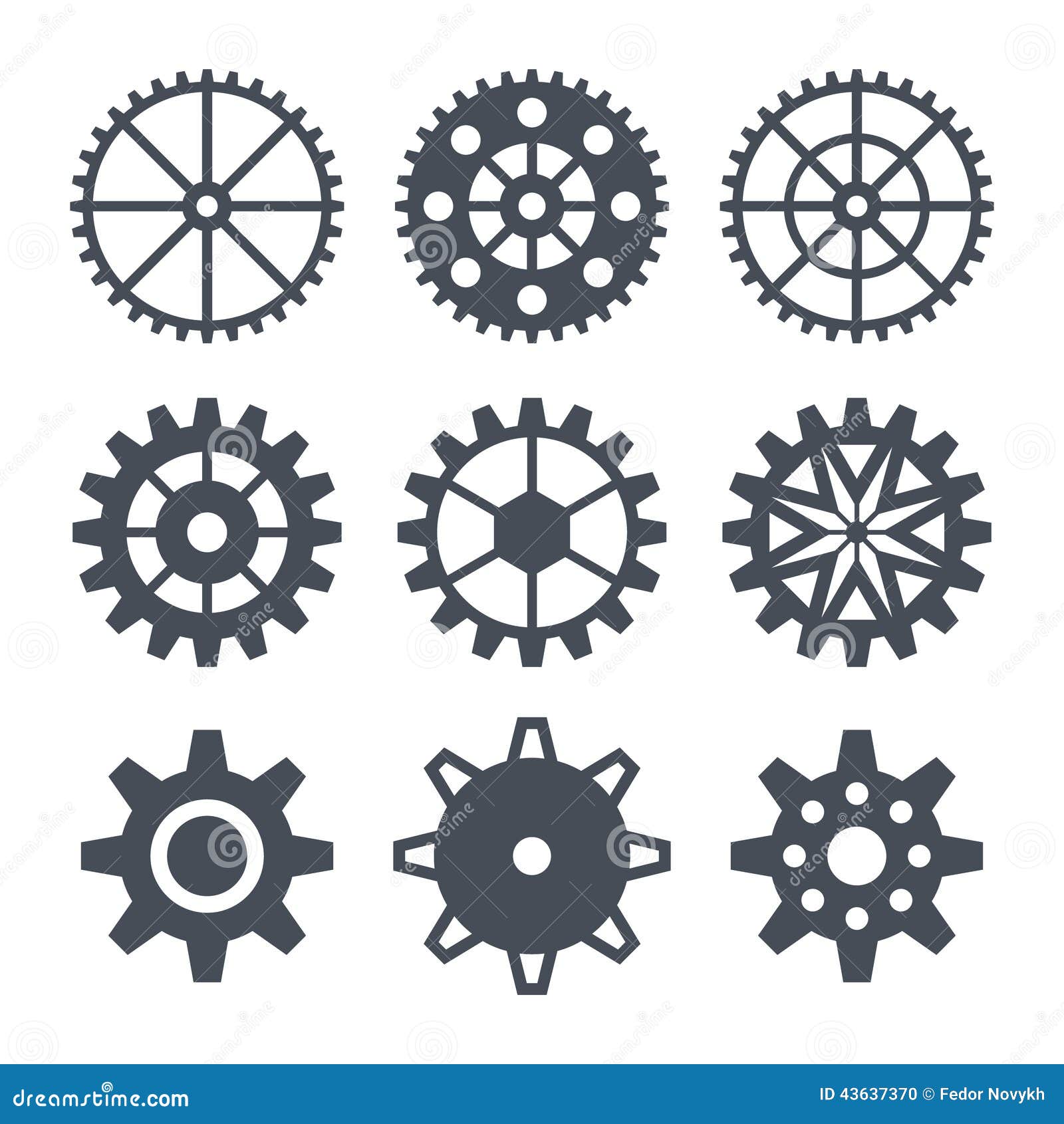 Icons cogwheel stock vector. Illustration of industrial - 43637370