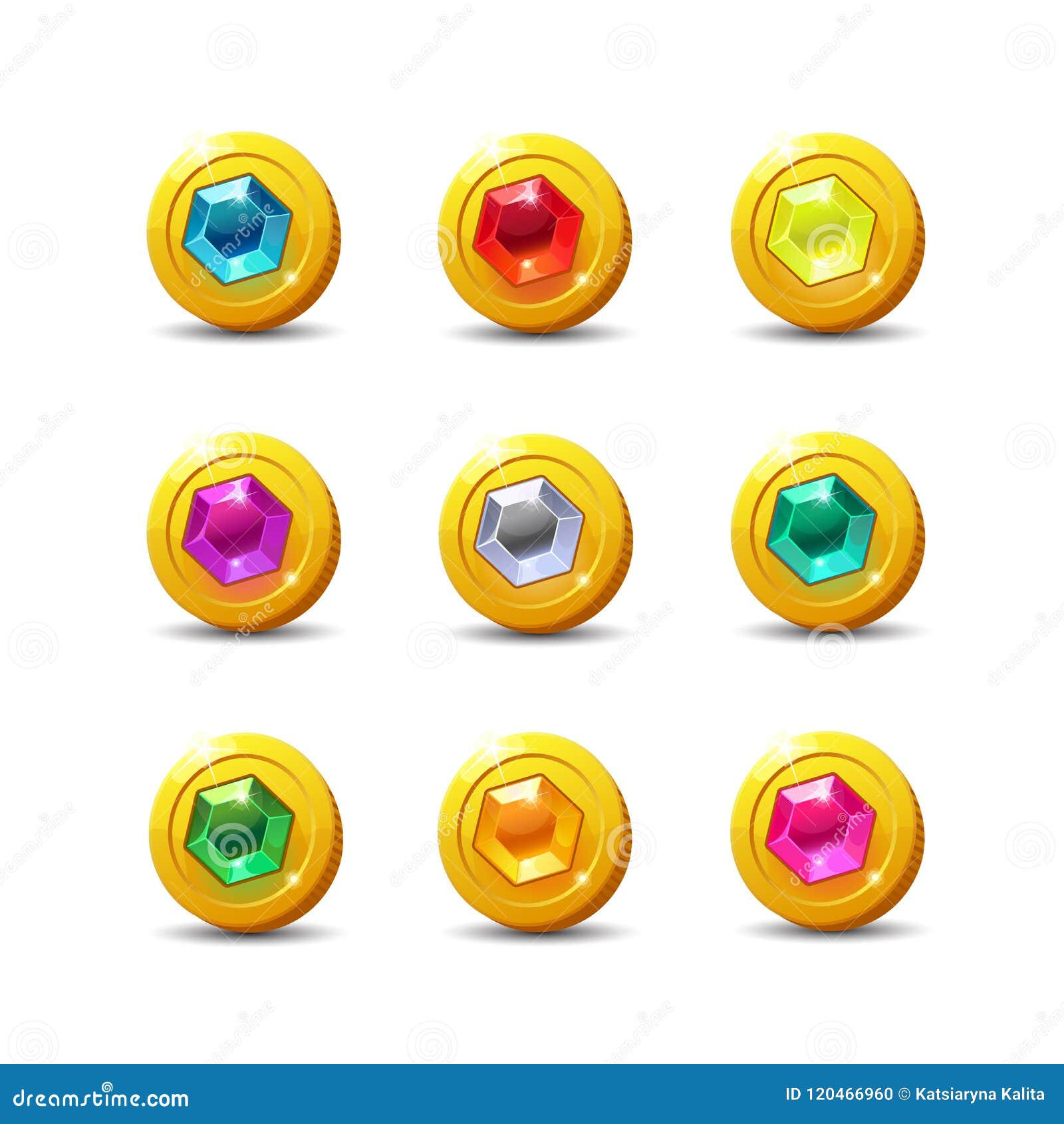 Icons Coins For The Game Interface. Set Of Cartoon Coin For Apps.Vector ...