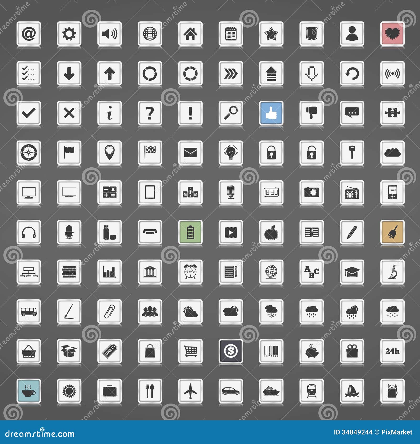 Icons Collection stock vector. Illustration of graphic - 34849244