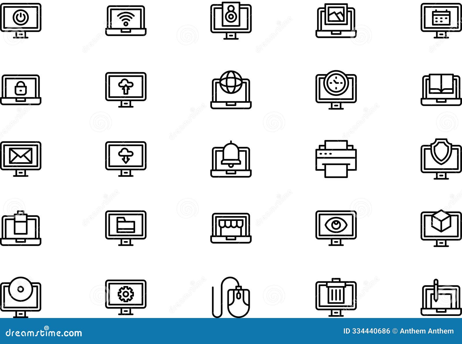 Computer Functions Icons Collection Is A Vector Illustration With