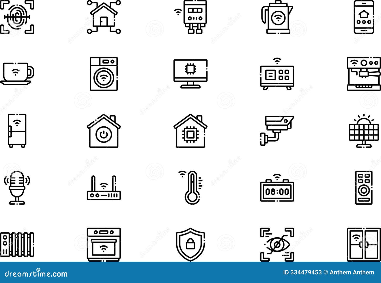 Domotics Icons Collection is a Vector Illustration with Editable Stroke. Stock Vector ...
