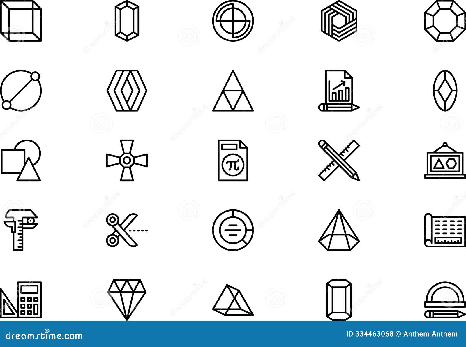 Geometry Icons Collection is a Vector Illustration with Editable Stroke ...