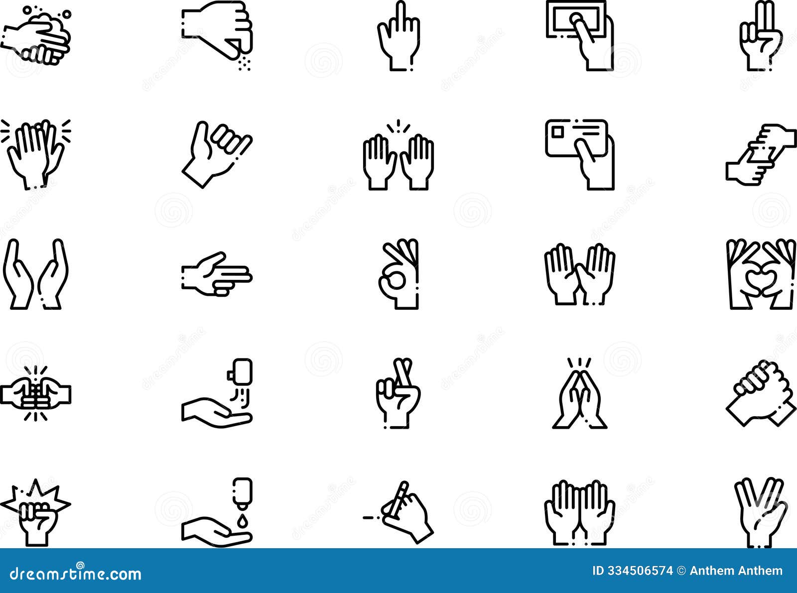 Hand Gestures Icons Collection is a Vector Illustration with Editable ...